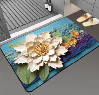 China 3D Diatom Mud Absorbent Bathroom Floor Mat 80x120cm Waterproof Carpet for sale