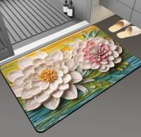 China 3D Diatom Mud Absorbent Bathroom Floor Mat 80x120cm Waterproof Carpet for sale