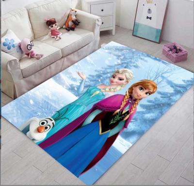 China Custom Cartoon Frozen Polyester Fiber Living Room Floor Carpet 5mm Thick Machine Washable for sale