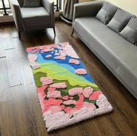 China Flocking Round Bedroom Floor Carpet European Style 100x100cm Customizable for sale