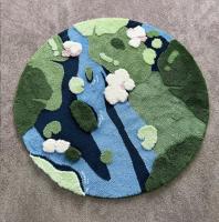 China Flocking Round Bedroom Floor Carpet European Style 100x100cm Customizable for sale