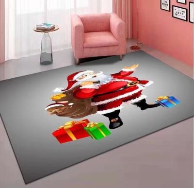 China Father Christmas Crystal Velvet Carpet 140x200cm Living Room Bedroom Floor Rug for sale