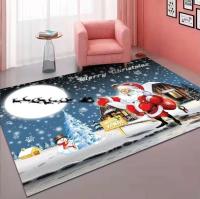 China Father Christmas Crystal Velvet Carpet 140x200cm Living Room Bedroom Floor Rug for sale