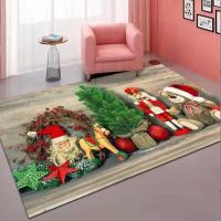 China Father Christmas Crystal Velvet Carpet 140x200cm Living Room Bedroom Floor Rug for sale