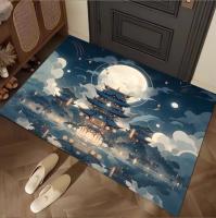 China Custom Cartoon Building Crystal Velvet Floor Carpet 40x60cm for Living Room for sale