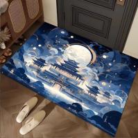 China Custom Cartoon Building Crystal Velvet Floor Carpet 40x60cm for Living Room for sale