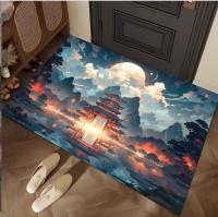 China Custom Cartoon Building Crystal Velvet Floor Carpet 40x60cm for Living Room for sale
