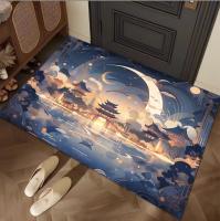China Custom Cartoon Building Crystal Velvet Floor Carpet 40x60cm for Living Room for sale