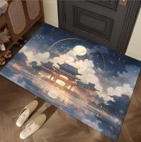 China Custom Cartoon Building Crystal Velvet Floor Carpet 40x60cm for Living Room for sale