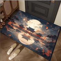 China Custom Cartoon Building Crystal Velvet Floor Carpet 40x60cm for Living Room for sale