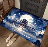 China Custom Cartoon Building Crystal Velvet Floor Carpet 40x60cm for Living Room for sale