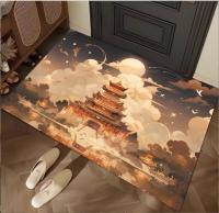 China Custom Cartoon Building Crystal Velvet Floor Carpet 40x60cm for Living Room for sale