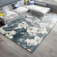 China Polyester Fiber Living Room Floor Carpet 100x160cm Custom Size Flower Plant Print for sale