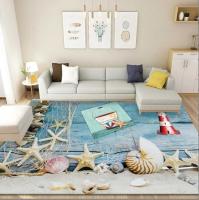 China 3D Sea Beach Shell Polyester Fiber Carpet 100x160cm Machine Washable Living Room Rug for sale