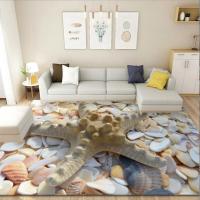 China 3D Sea Beach Shell Polyester Fiber Carpet 100x160cm Machine Washable Living Room Rug for sale