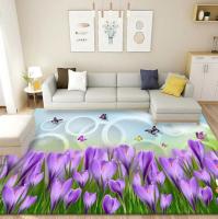China 3D Lavender Tulip Pattern Polyester Fiber Living Room Carpet 40x60cm to 180x280cm for sale