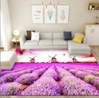 China 3D Lavender Tulip Pattern Polyester Fiber Living Room Carpet 40x60cm to 180x280cm for sale