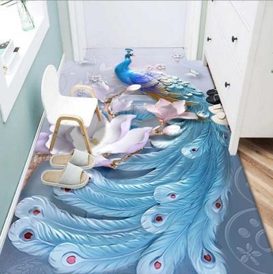 China Polyester Fiber Peacock Pattern Living Room Carpet 100x160cm Custom Size for sale