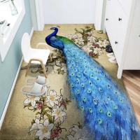 China Polyester Fiber Peacock Pattern Living Room Carpet 100x160cm Custom Size for sale