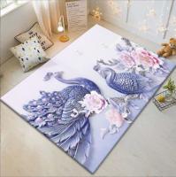 China Polyester Fiber Peacock Pattern Living Room Carpet 100x160cm Custom Size for sale