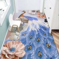 China Polyester Fiber Peacock Pattern Living Room Carpet 100x160cm Custom Size for sale