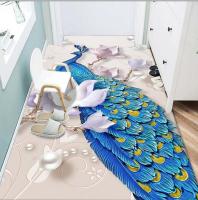 China Polyester Fiber Peacock Pattern Living Room Carpet 100x160cm Custom Size for sale