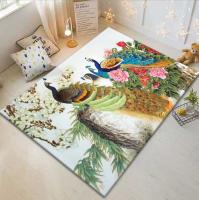 China Polyester Fiber Peacock Pattern Living Room Carpet 100x160cm Custom Size for sale