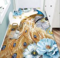 China Polyester Fiber Peacock Pattern Living Room Carpet 100x160cm Custom Size for sale
