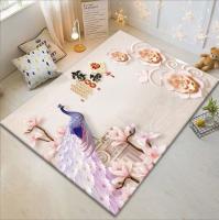 China Polyester Fiber Peacock Pattern Living Room Floor Carpet 40x60cm Custom Size for sale