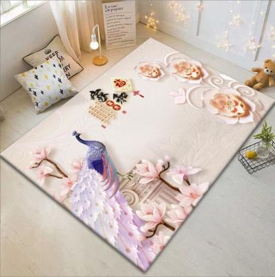 China Polyester Fiber Peacock Pattern Living Room Floor Carpet 40x60cm Custom Size for sale