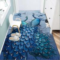 China Polyester Fiber Peacock Pattern Living Room Floor Carpet 40x60cm Custom Size for sale