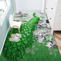 China Polyester Fiber Peacock Pattern Living Room Floor Carpet 40x60cm Custom Size for sale