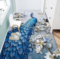 China Polyester Fiber Peacock Pattern Living Room Floor Carpet 40x60cm Custom Size for sale