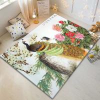 China Polyester Fiber Peacock Pattern Living Room Floor Carpet 40x60cm Custom Size for sale