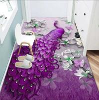 China Polyester Fiber Peacock Pattern Living Room Floor Carpet 40x60cm Custom Size for sale