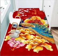 China Polyester Fiber Peacock Pattern Living Room Floor Carpet 40x60cm Custom Size for sale