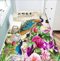 China Polyester Fiber Peacock Pattern Living Room Floor Carpet 40x60cm Custom Size for sale