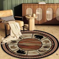 China Round Ancient Polyester Fiber Living Room Carpet 80cm 120cm Custom Size Machine Washable for sale