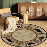 China Round Ancient Polyester Fiber Living Room Carpet 80cm 120cm Custom Size Machine Washable for sale