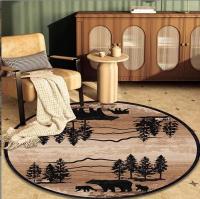 China Round Ancient Polyester Fiber Living Room Carpet 80cm 120cm Custom Size Machine Washable for sale