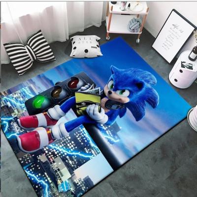 China Customizable Crystal Velvet Floor Carpet 100x200cm Hedgehog Sonic for Boy Bedroom for sale