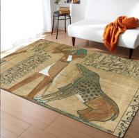 China Ethnic Ancient European Flower Pattern Living Room Floor Mat Polyester Fiber Rectangle 60x90cm for sale