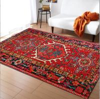 China Ethnic Ancient European Flower Pattern Living Room Floor Mat Polyester Fiber Rectangle 60x90cm for sale