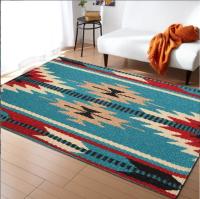 China Ethnic Ancient European Flower Pattern Living Room Floor Mat Polyester Fiber Rectangle 60x90cm for sale