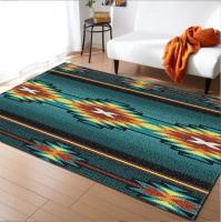 China Ethnic Ancient European Flower Pattern Living Room Floor Mat Polyester Fiber Rectangle 60x90cm for sale