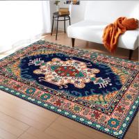 China Ethnic Ancient European Flower Pattern Living Room Floor Mat Polyester Fiber Rectangle 60x90cm for sale