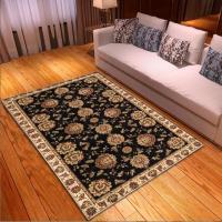 China Ethnic Ancient European Flower Pattern Living Room Floor Mat Polyester Fiber Rectangle 60x90cm for sale