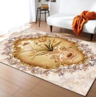 China Ethnic Ancient European Flower Pattern Living Room Floor Mat Polyester Fiber Rectangle 60x90cm for sale
