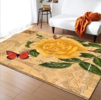 China Ethnic Ancient European Flower Pattern Living Room Floor Mat Polyester Fiber Rectangle 60x90cm for sale