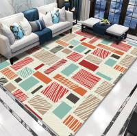 China Geometric Pattern Waved Curved Line Living Room Floor Carpet 100% Polyester Fiber Machine Washable for sale